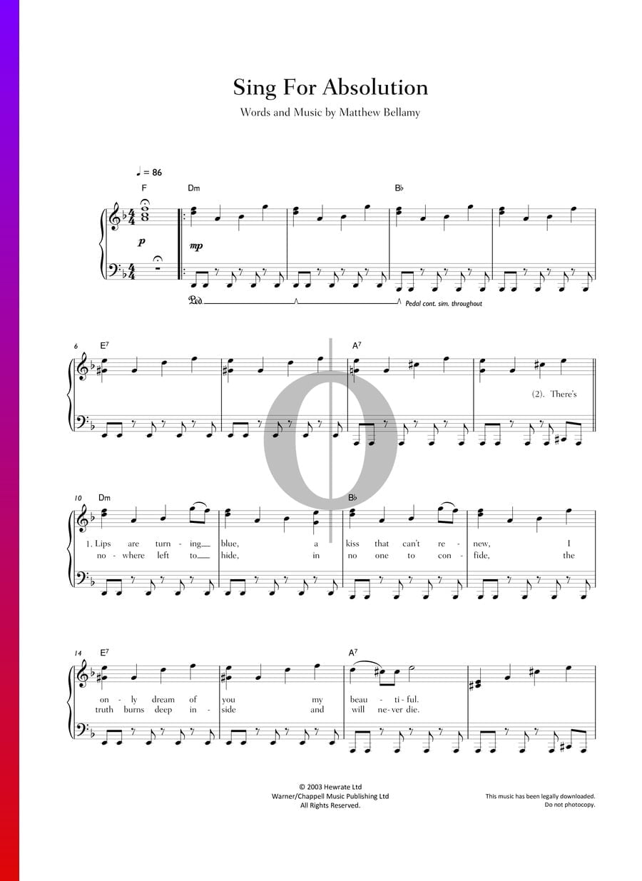Sing For Absolution (Muse) Piano Sheet Music - OKTAV