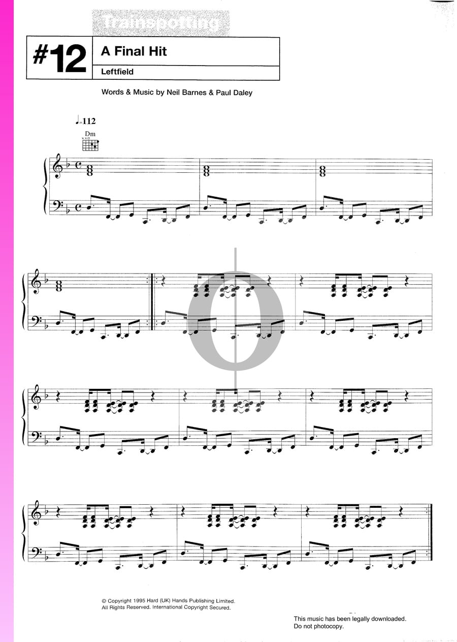 A Final Hit Klaviernoten (Leftfield) - OKTAV