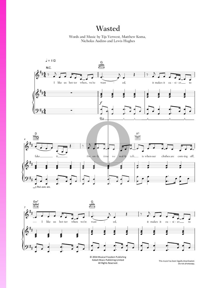 Wasted (Tiësto, Matthew Koma) Piano Sheet Music - OKTAV