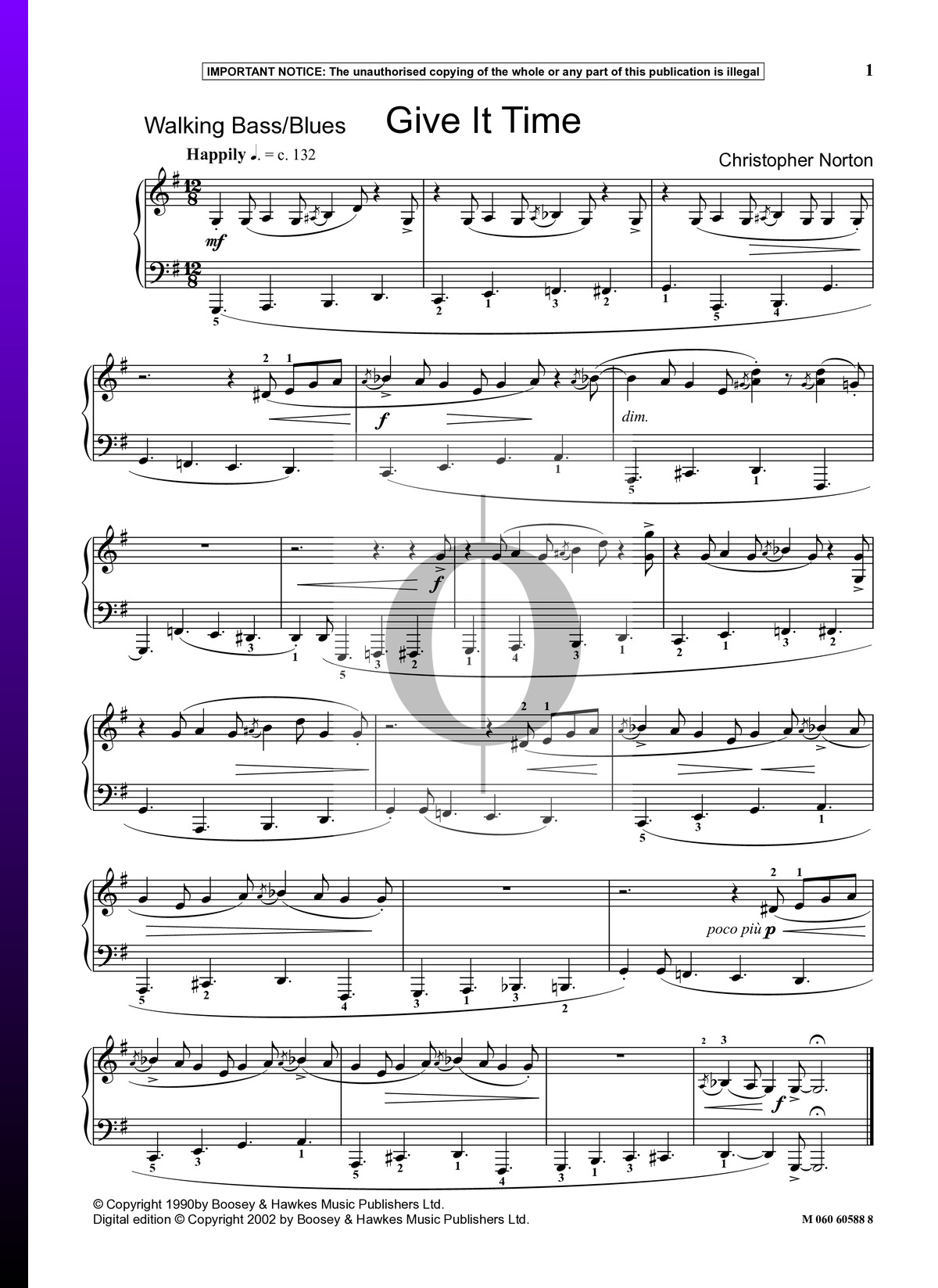 Give It Time (Christopher Norton) Piano Sheet Music - OKTAV