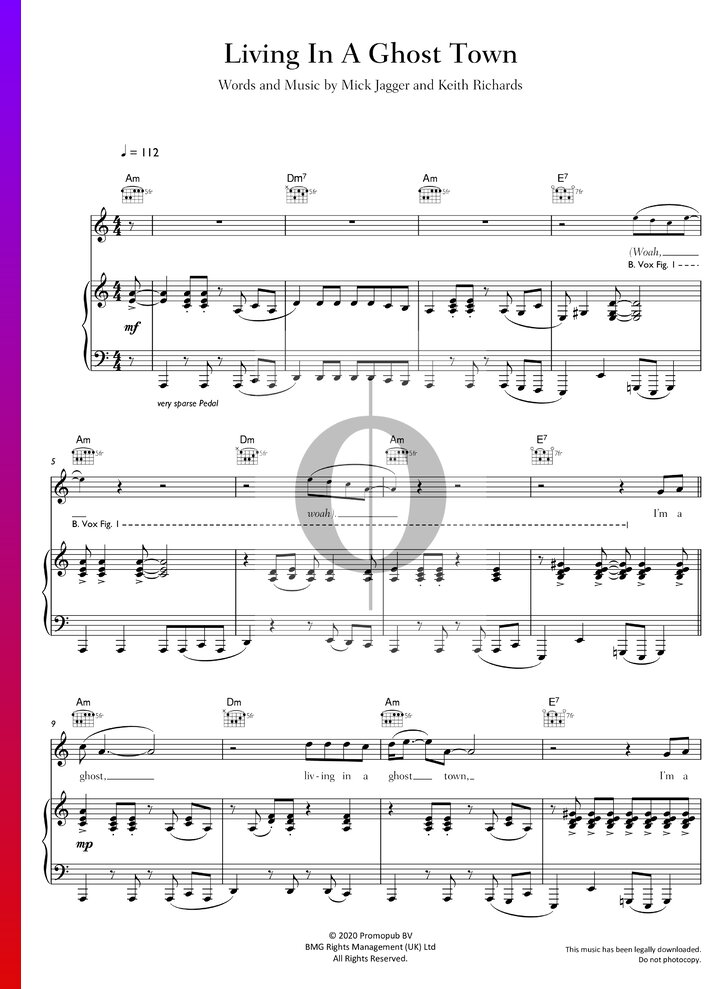 Living In A Ghost Town The Rolling Stones Piano Sheet Music Oktav