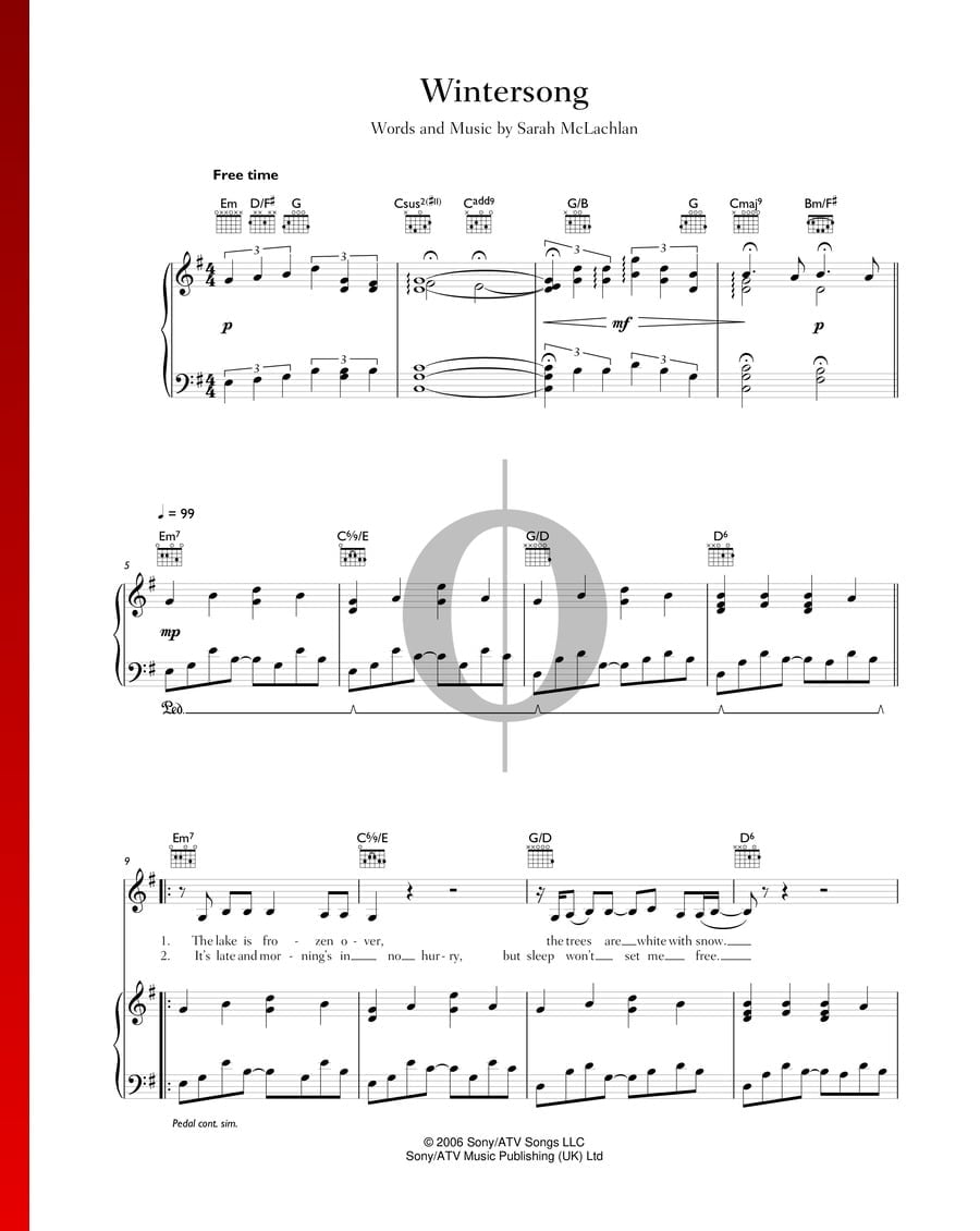 Wintersong (Sarah McLachlan) Piano Sheet Music - OKTAV