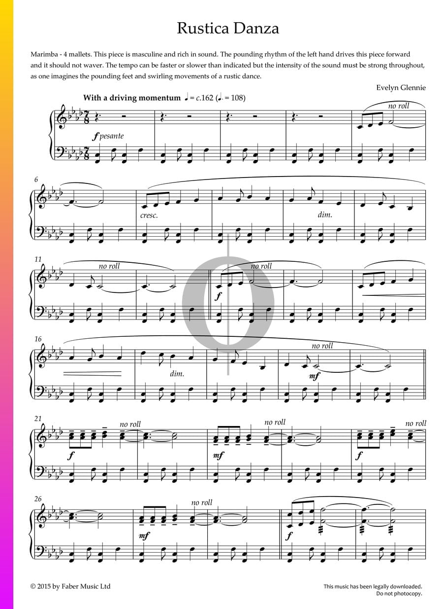 Rustica Danza (Evelyn Glennie) Piano Sheet Music - OKTAV