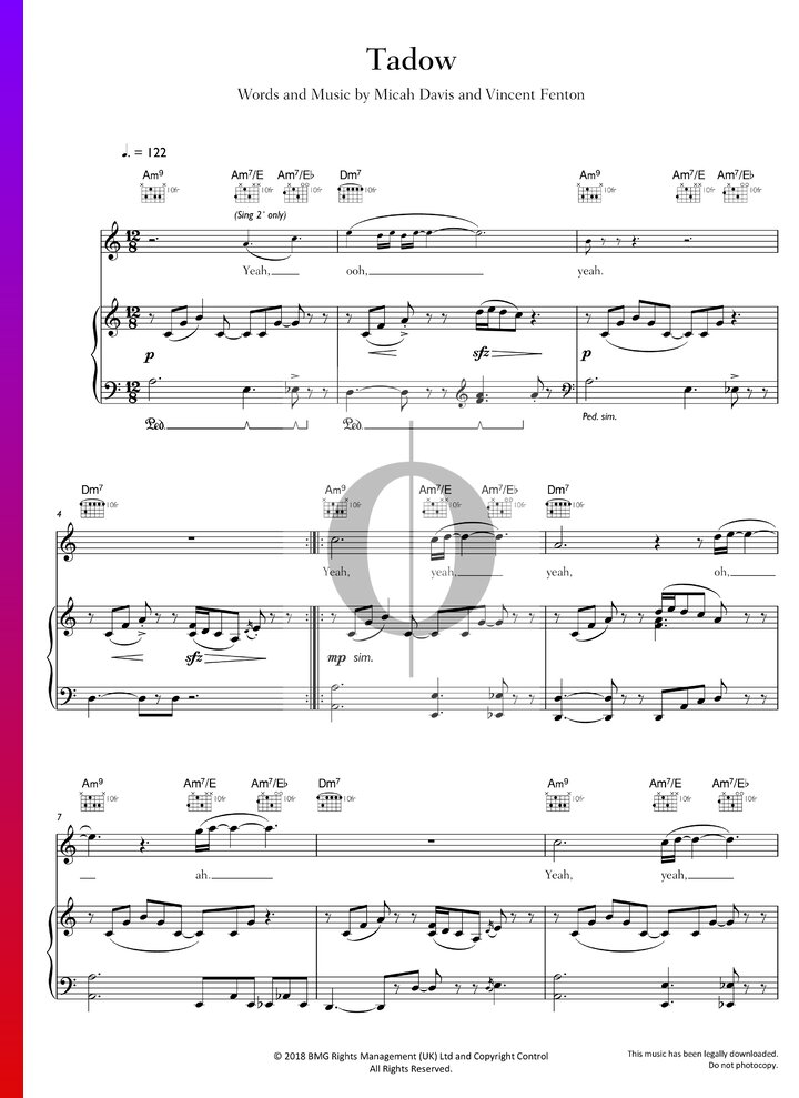 Tadow (Masego, FKJ) Piano Sheet Music - OKTAV
