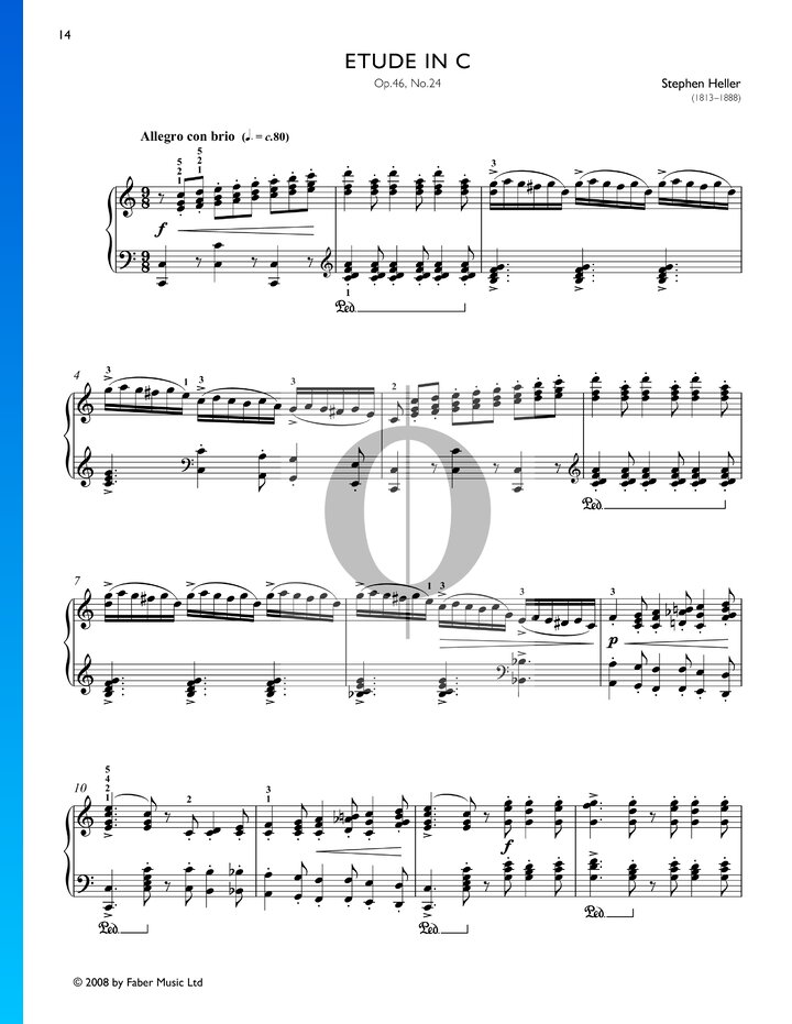 Etude in C Major, Op. 46 No. 24 (Stephen Heller) Piano Sheet Music - OKTAV