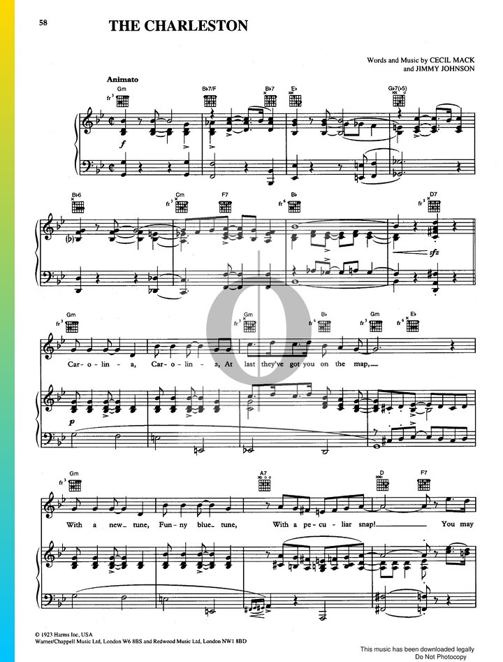 The Charleston (Cecil Mack, James P. Johnson) Piano Sheet Music - OKTAV
