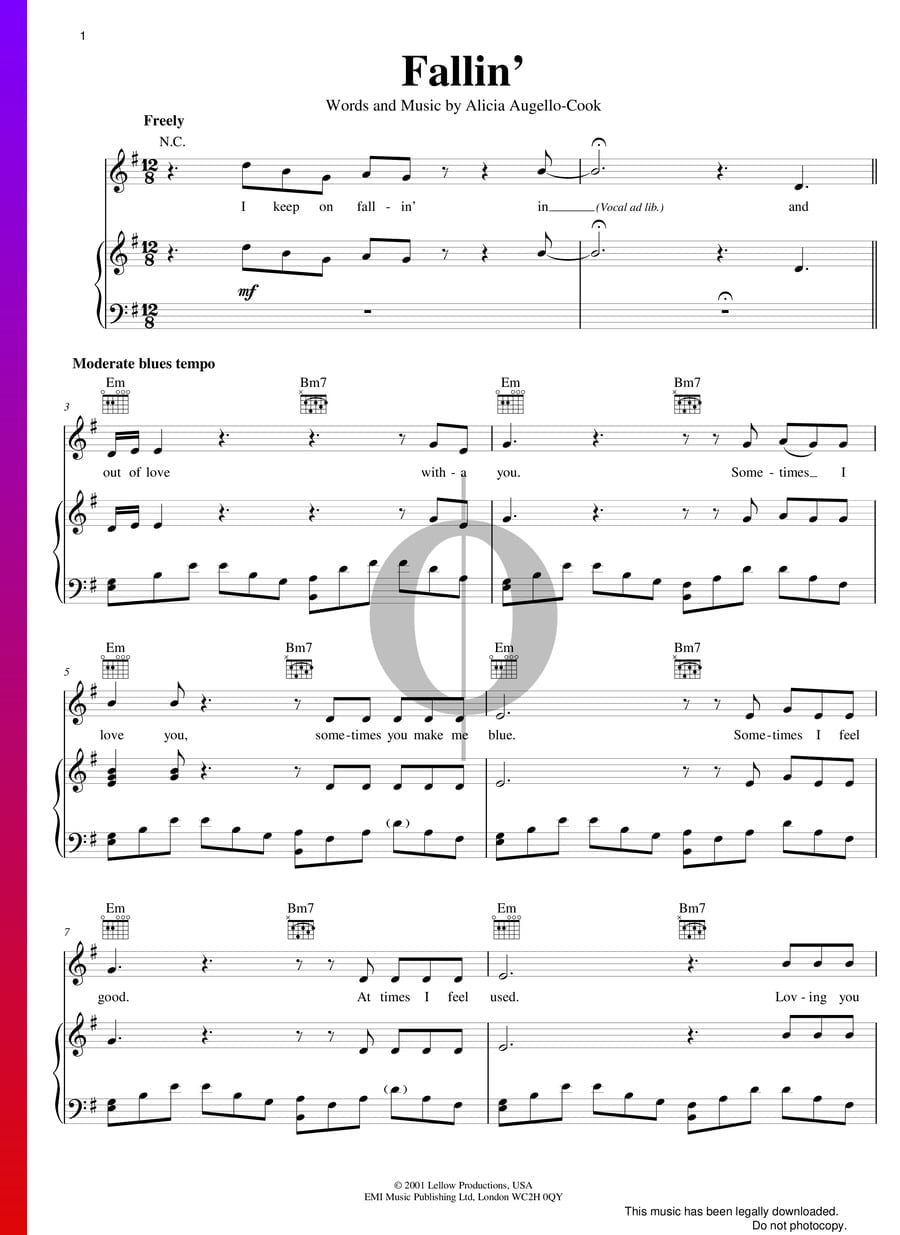 Fallin' (Alicia Keys) Piano Sheet Music - OKTAV