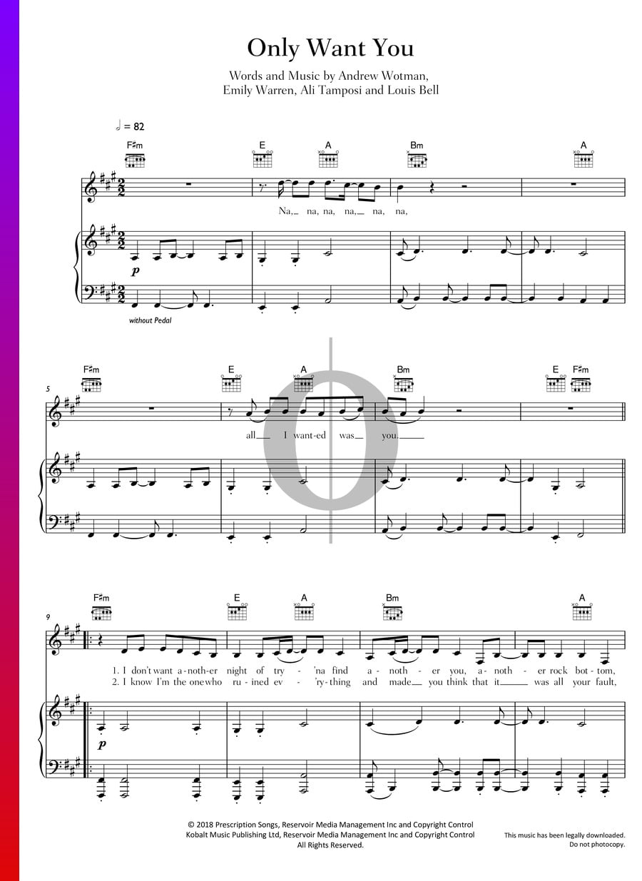 Only Want You (Rita Ora, 6lack) Piano Sheet Music - OKTAV