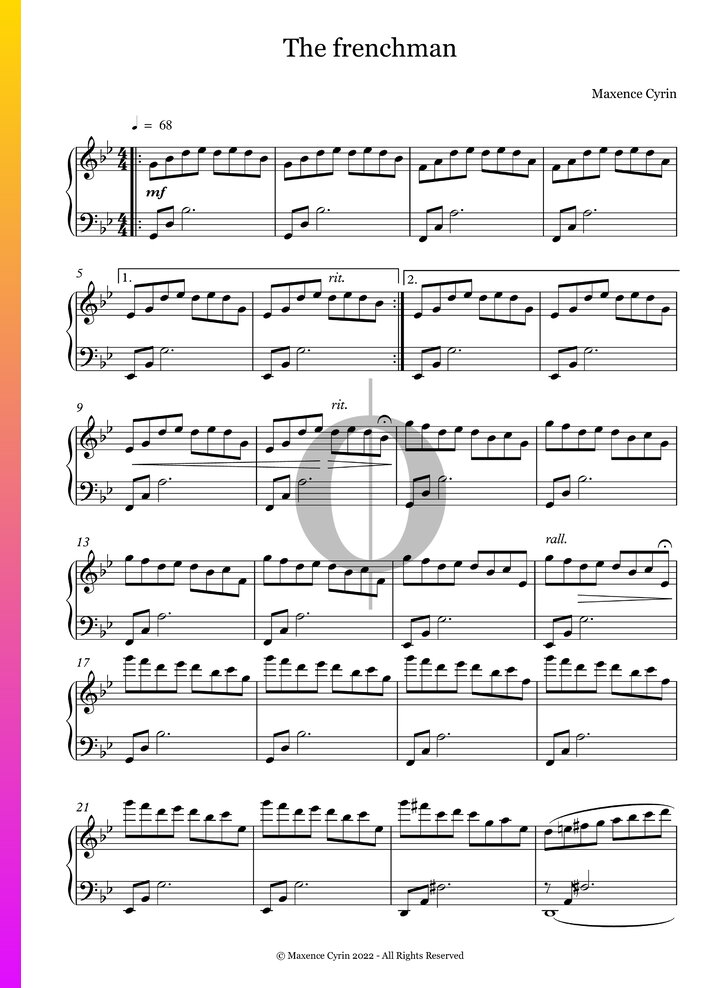 The Frenchman (Maxence Cyrin) Piano Sheet Music - OKTAV