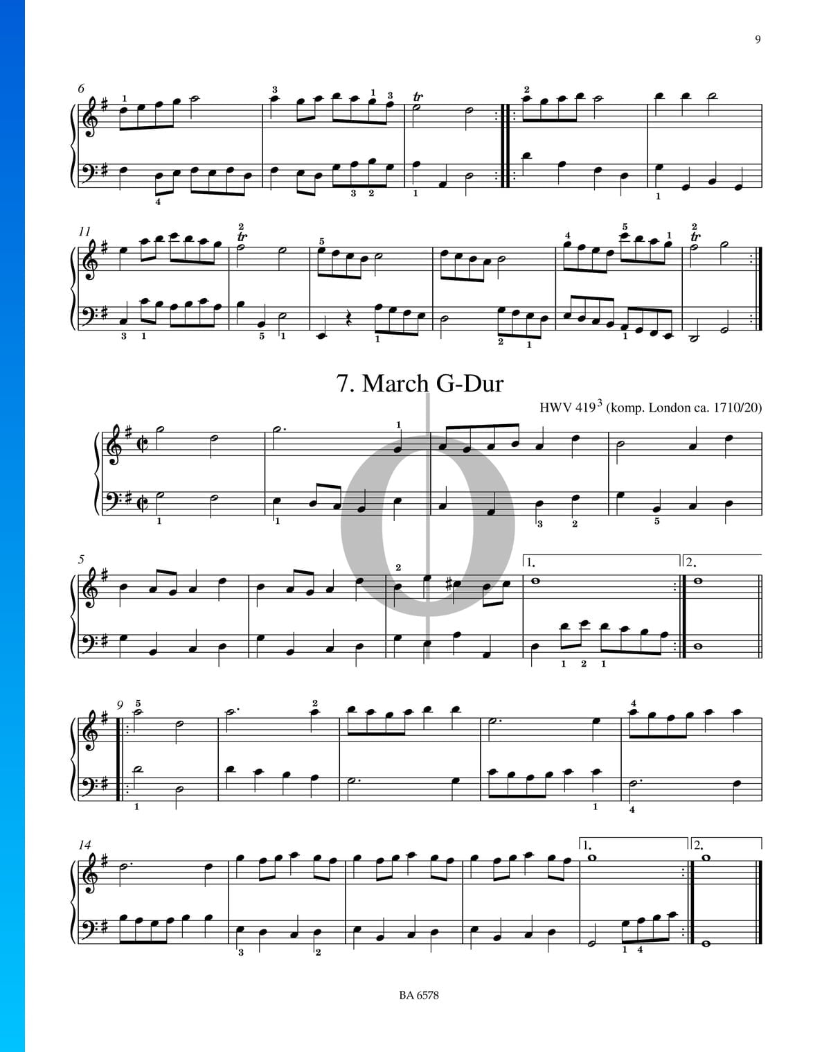 March G Major, HWV 419/3 (Georg Friedrich Händel) Piano Sheet Music - OKTAV
