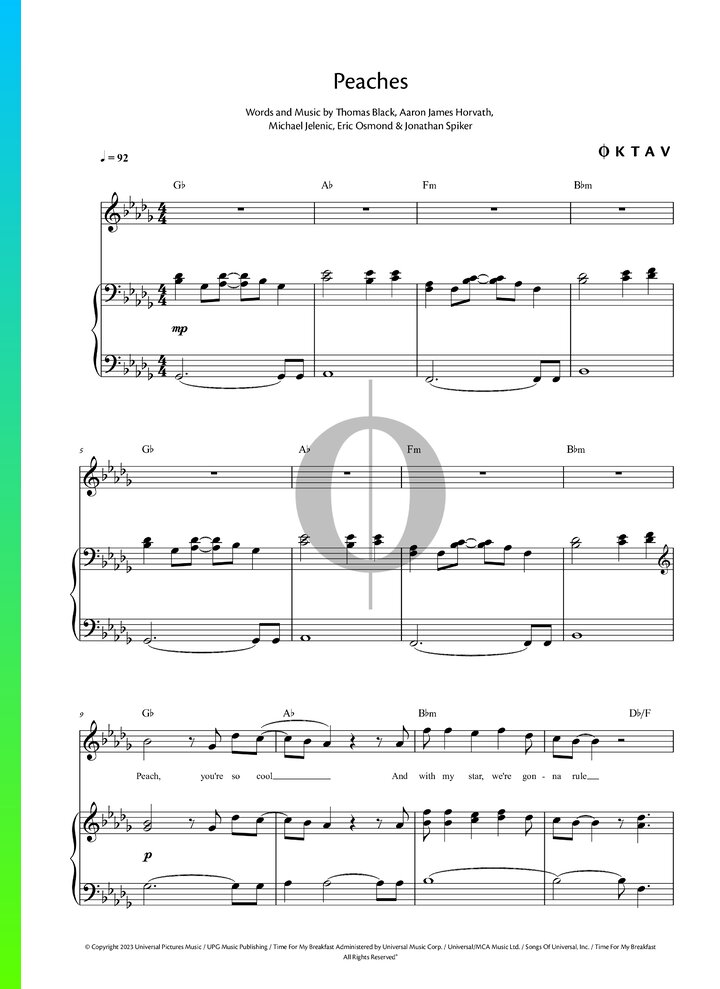 Peaches Piano Sheet Music from The Super Mario Bros. Movie by Thomas ...