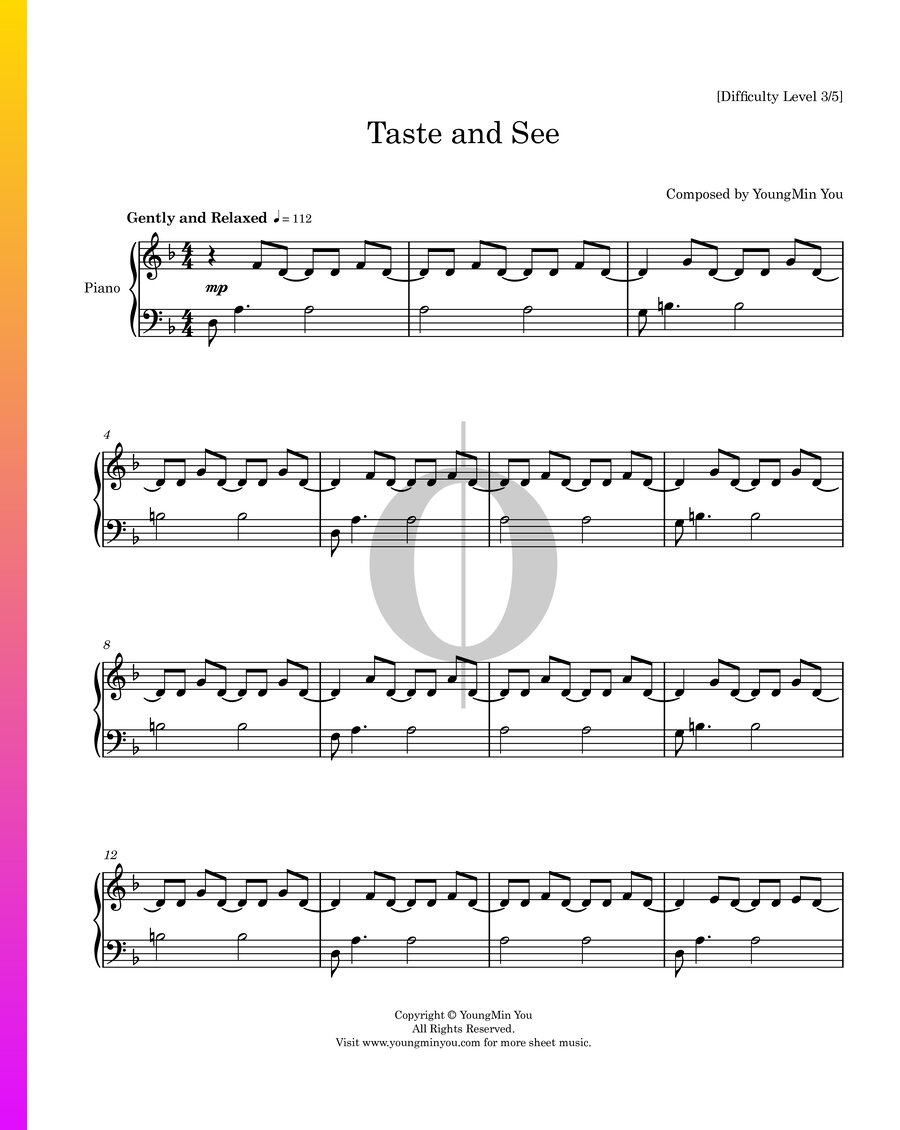 Taste and See (YoungMin You) Piano Sheet Music - OKTAV