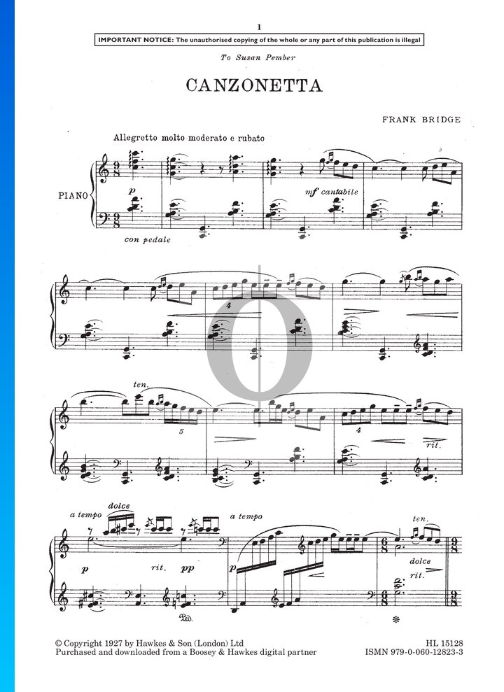 Canzonetta (Frank Bridge) Piano Sheet Music - OKTAV