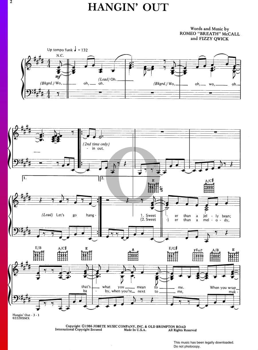 Hangin' Out (Fizzy Qwick) Piano Sheet Music - OKTAV