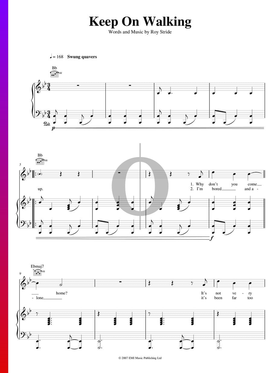 Keep On Walking (Scouting For Girls) Piano Sheet Music - OKTAV