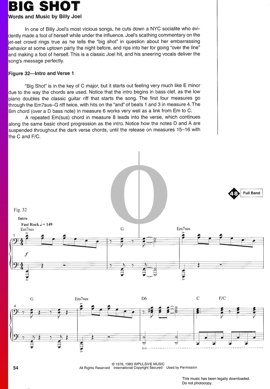 Big Shot (Billy Joel) Piano Sheet Music - OKTAV