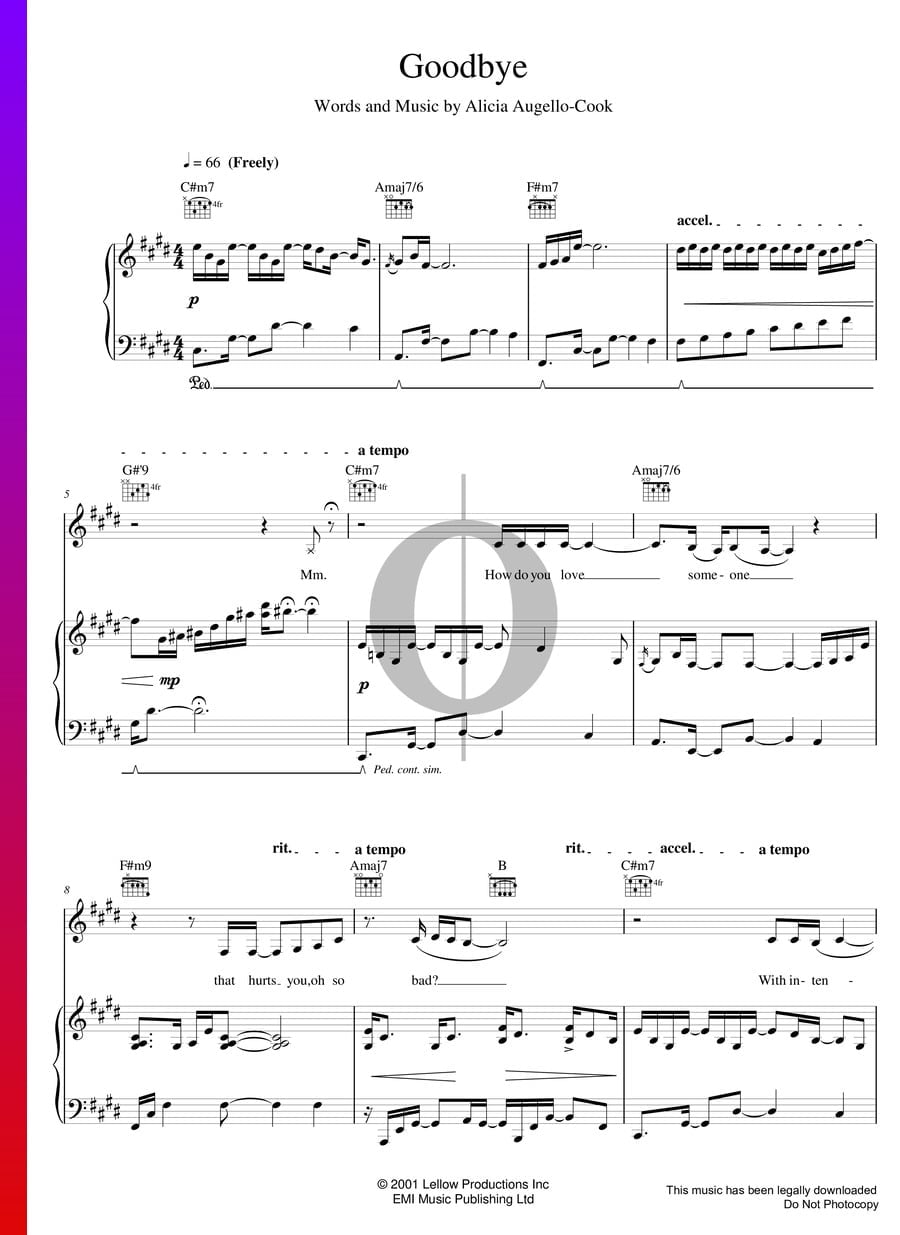 Goodbye (Alicia Keys) Piano Sheet Music - OKTAV