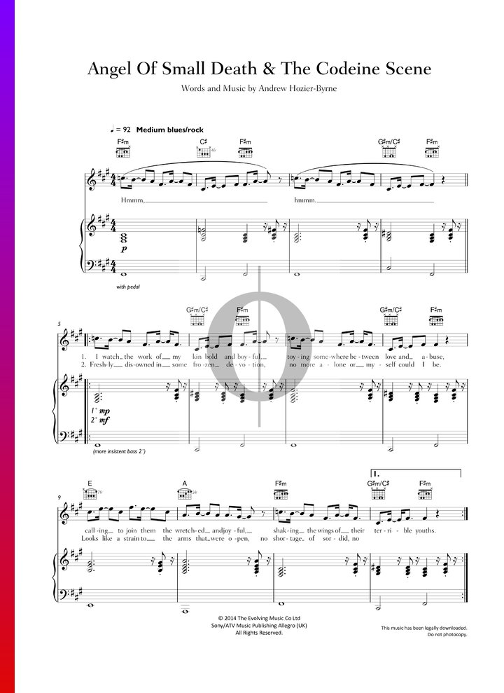 Angel Of Small Death & The Codeine Scene (Hozier) Piano Sheet Music - OKTAV