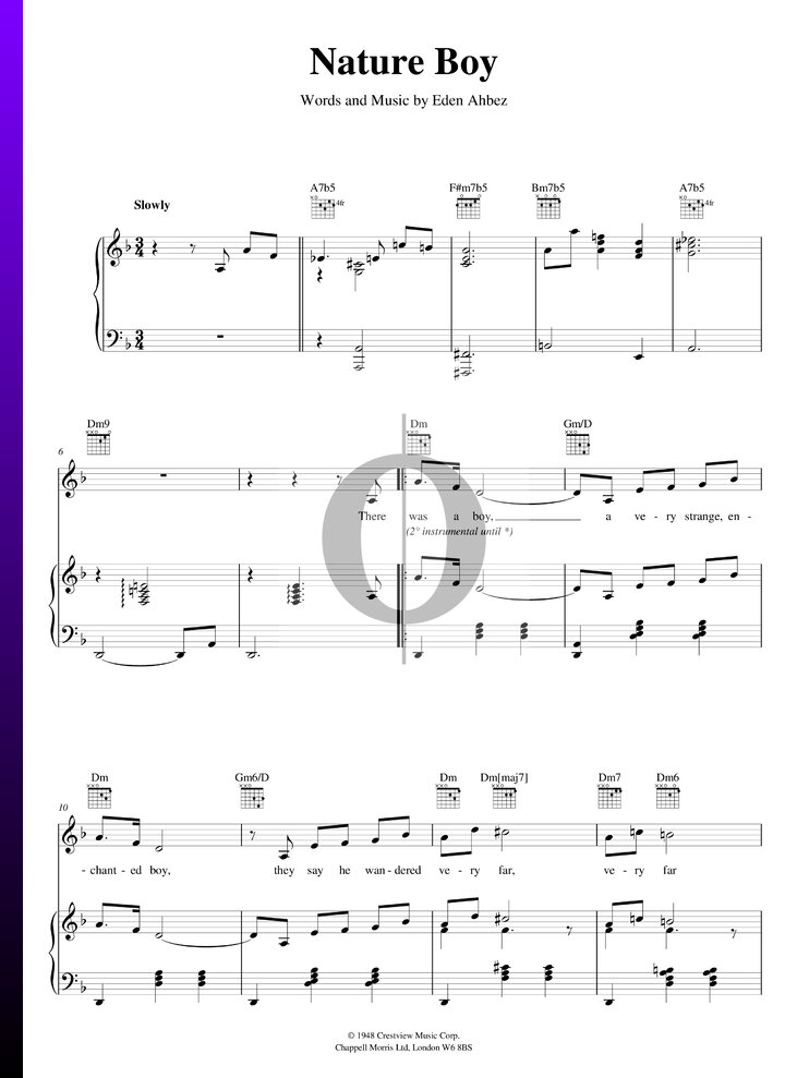 Nature Boy (Nat King Cole) Piano Sheet Music - OKTAV