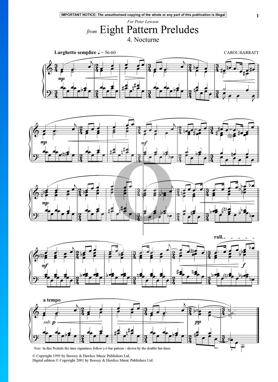 Eight Pattern Preludes: 4. Nocturne (Carol Barratt) Piano Sheet Music ...