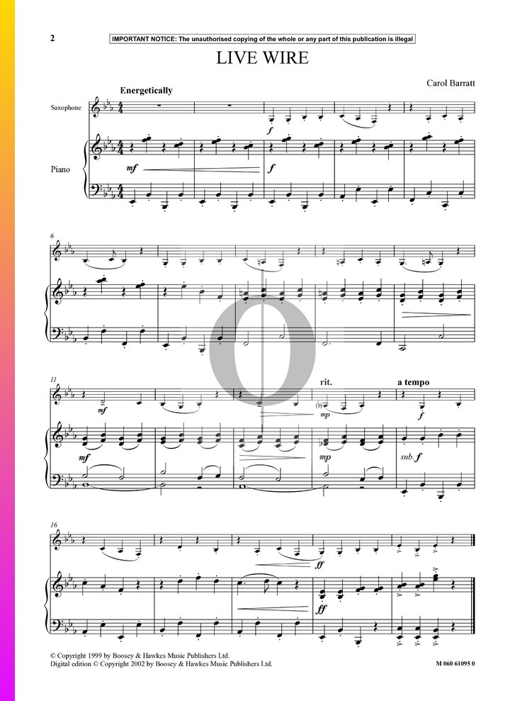 Live Wire (Carol Barratt) Piano Sheet Music - OKTAV