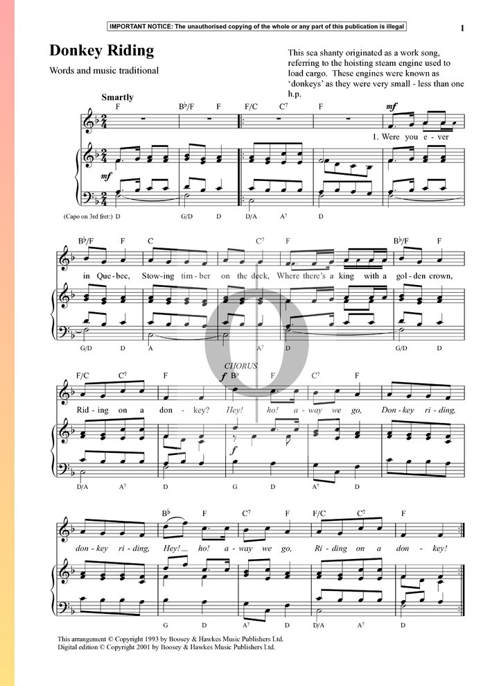 Donkey Riding (Anonymous) Piano Sheet Music - OKTAV