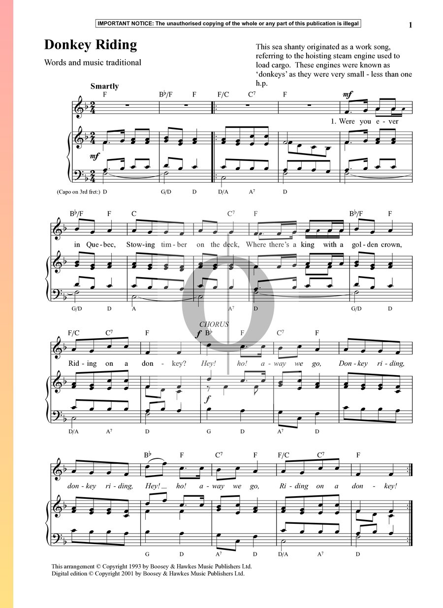 Donkey Riding (Anonymous) Piano Sheet Music - OKTAV