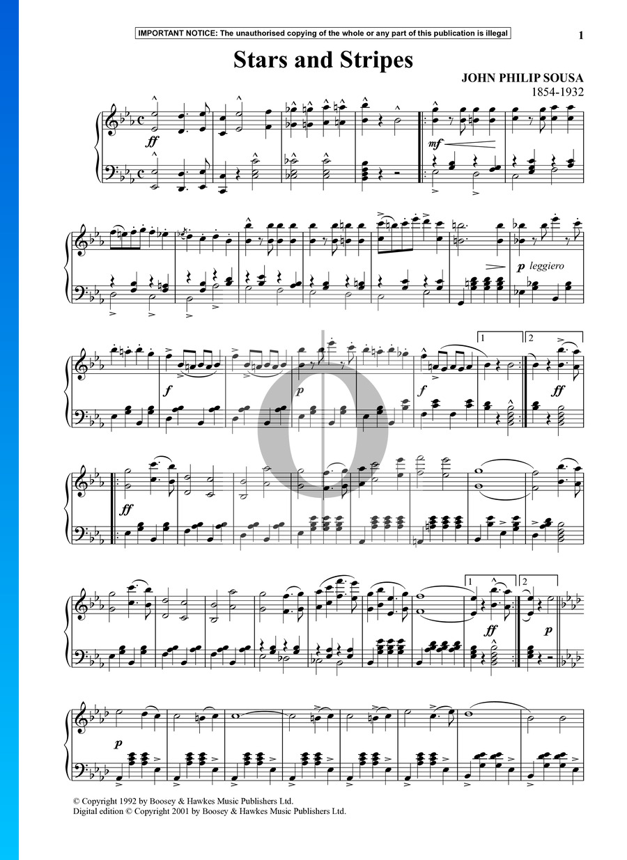Stars And Stripes (John Philip Sousa) Piano Sheet Music - OKTAV