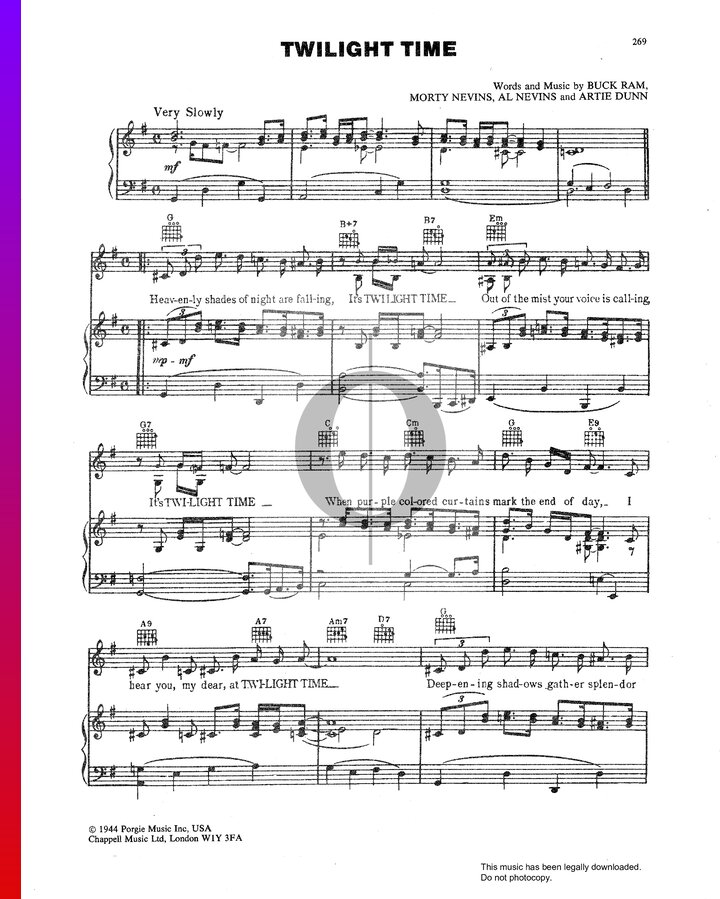 Twilight Time The Platters Piano Sheet Music Oktav
