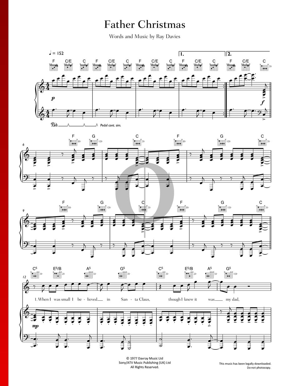 Father Christmas (The Kinks) Piano Sheet Music - OKTAV