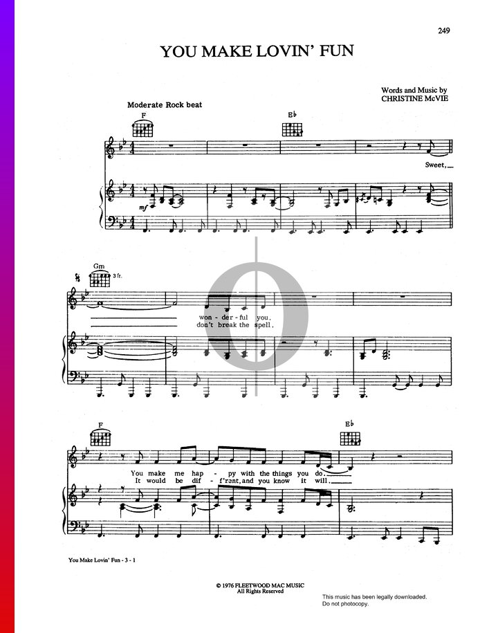 You Make Lovin' Fun Sheet Music (Piano, Guitar, Voice) - OKTAV