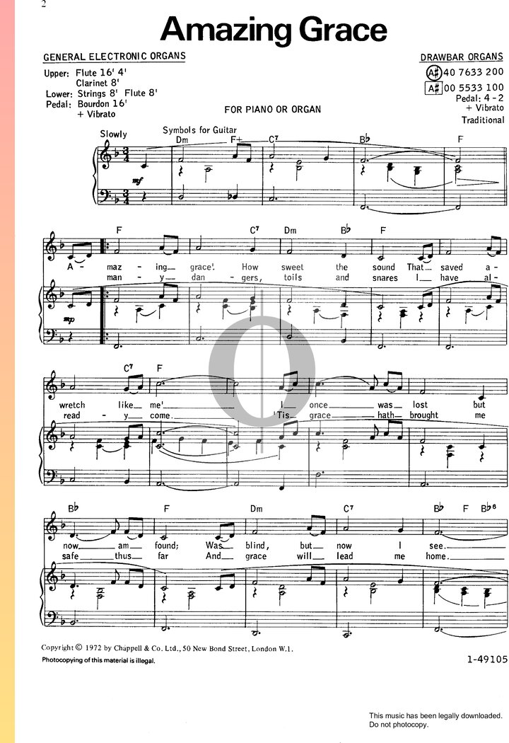 Amazing Grace Sheet Music » John Newton (Piano, Voice) - OKTAV
