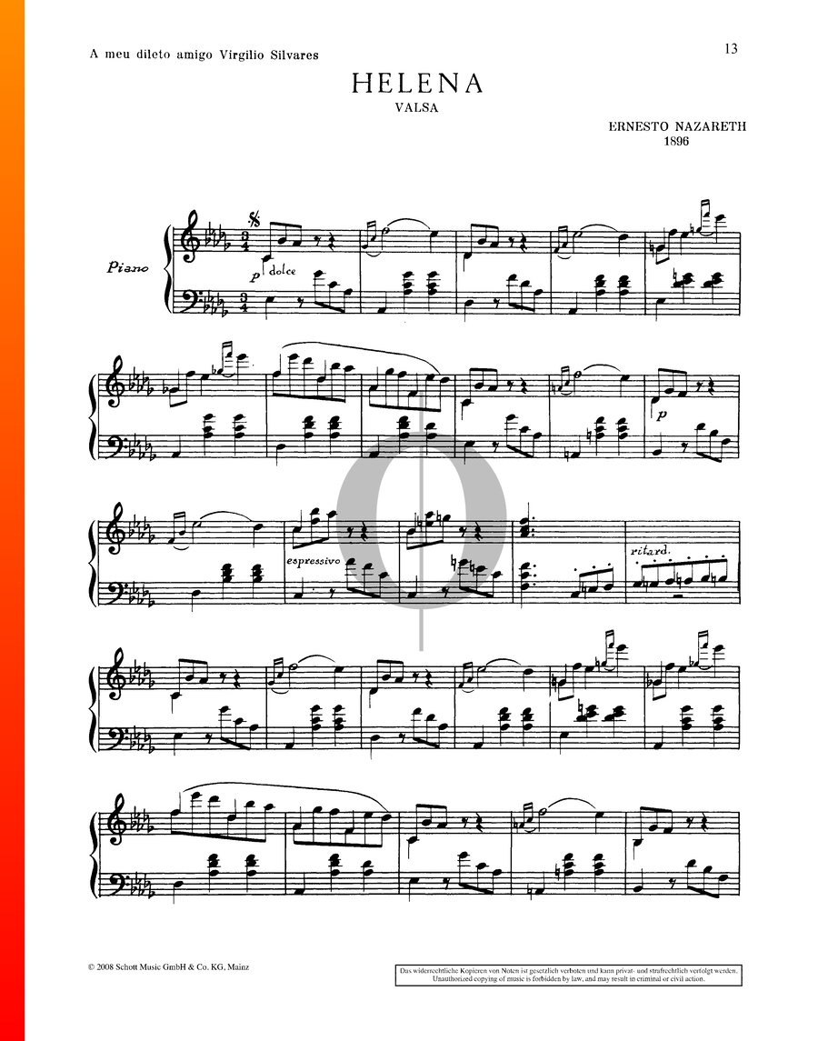 Helena (Ernesto Nazareth) Piano Sheet Music - OKTAV