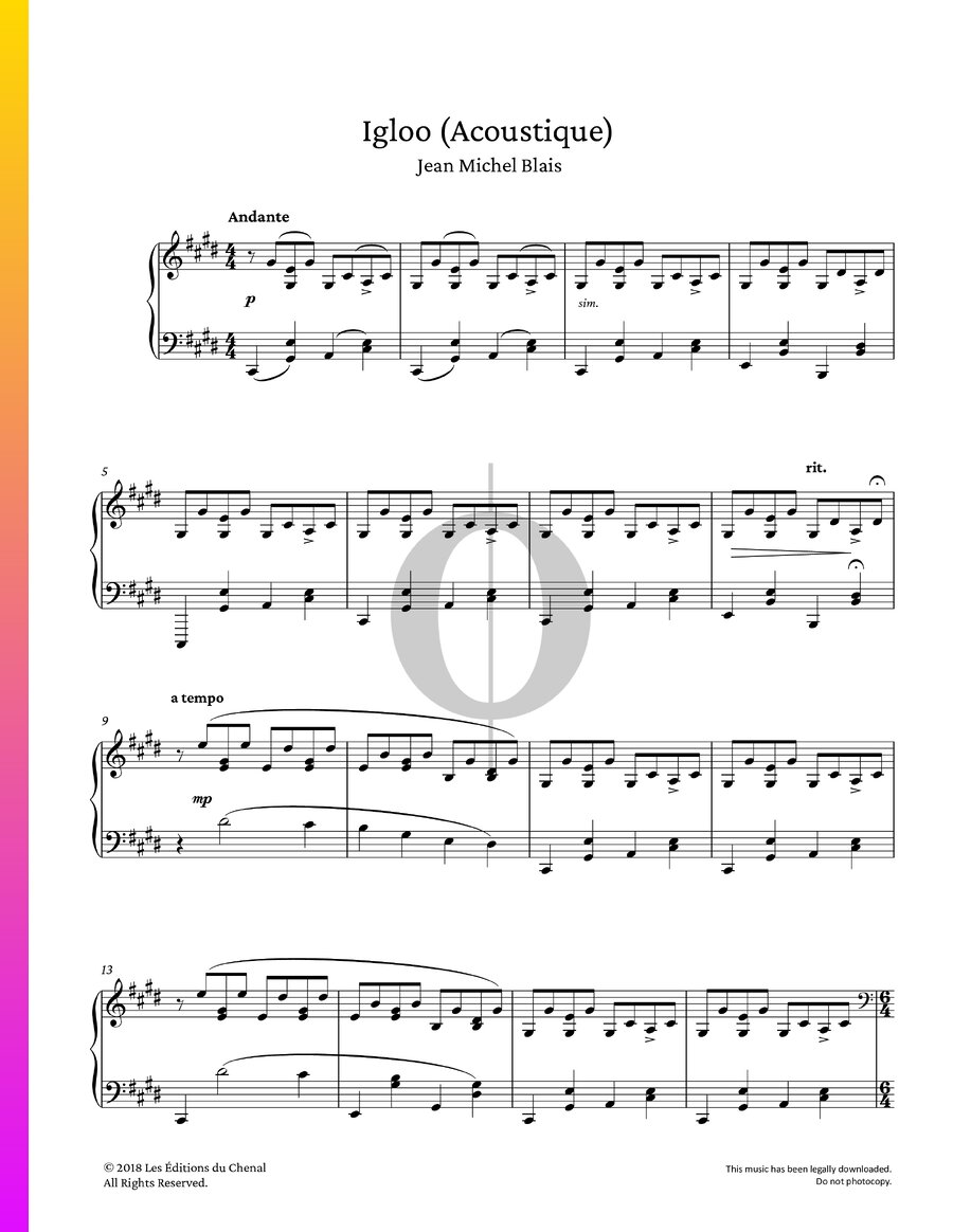 Igloo (Jean-Michel Blais) Piano Sheet Music - OKTAV