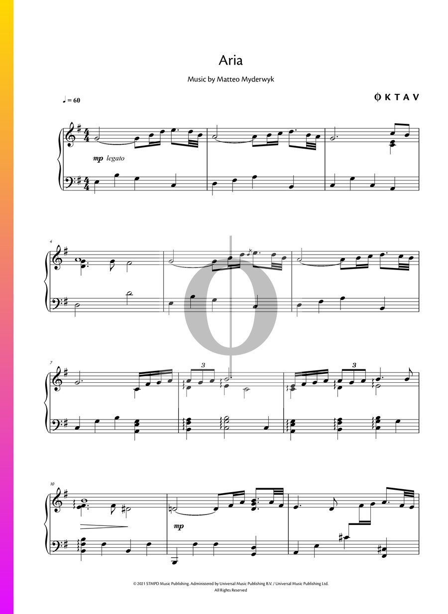 Aria Klaviernoten (Matteo Myderwyk) - OKTAV