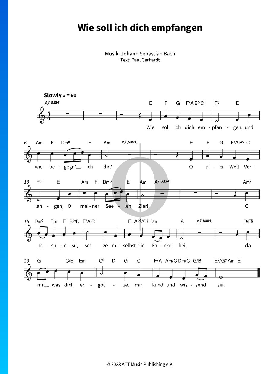 Weihnachtsoratorium, BWV 248: Wie soll ich dich empfangen Klaviernoten ...