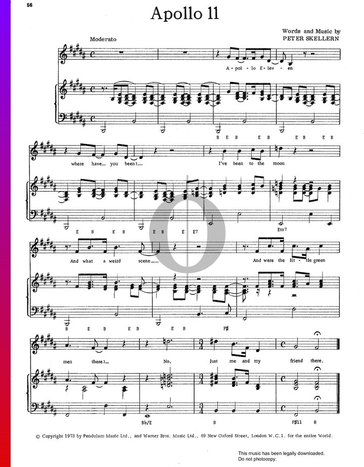 Apollo 11 (Peter Skellern) Piano Sheet Music - OKTAV