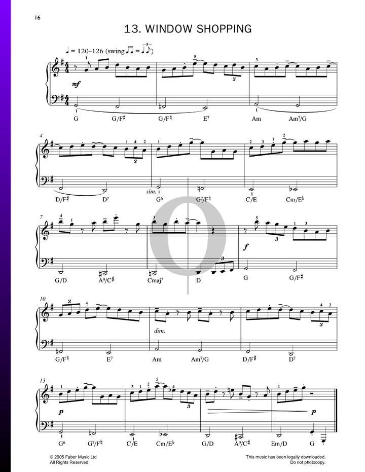 Window shopping (John Kember) Piano Sheet Music - OKTAV