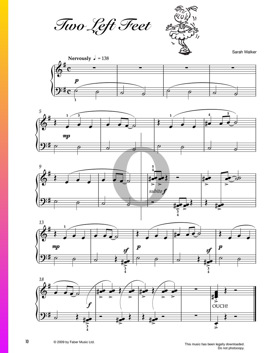Two Left Feet (Sarah Walker) Piano Sheet Music - OKTAV