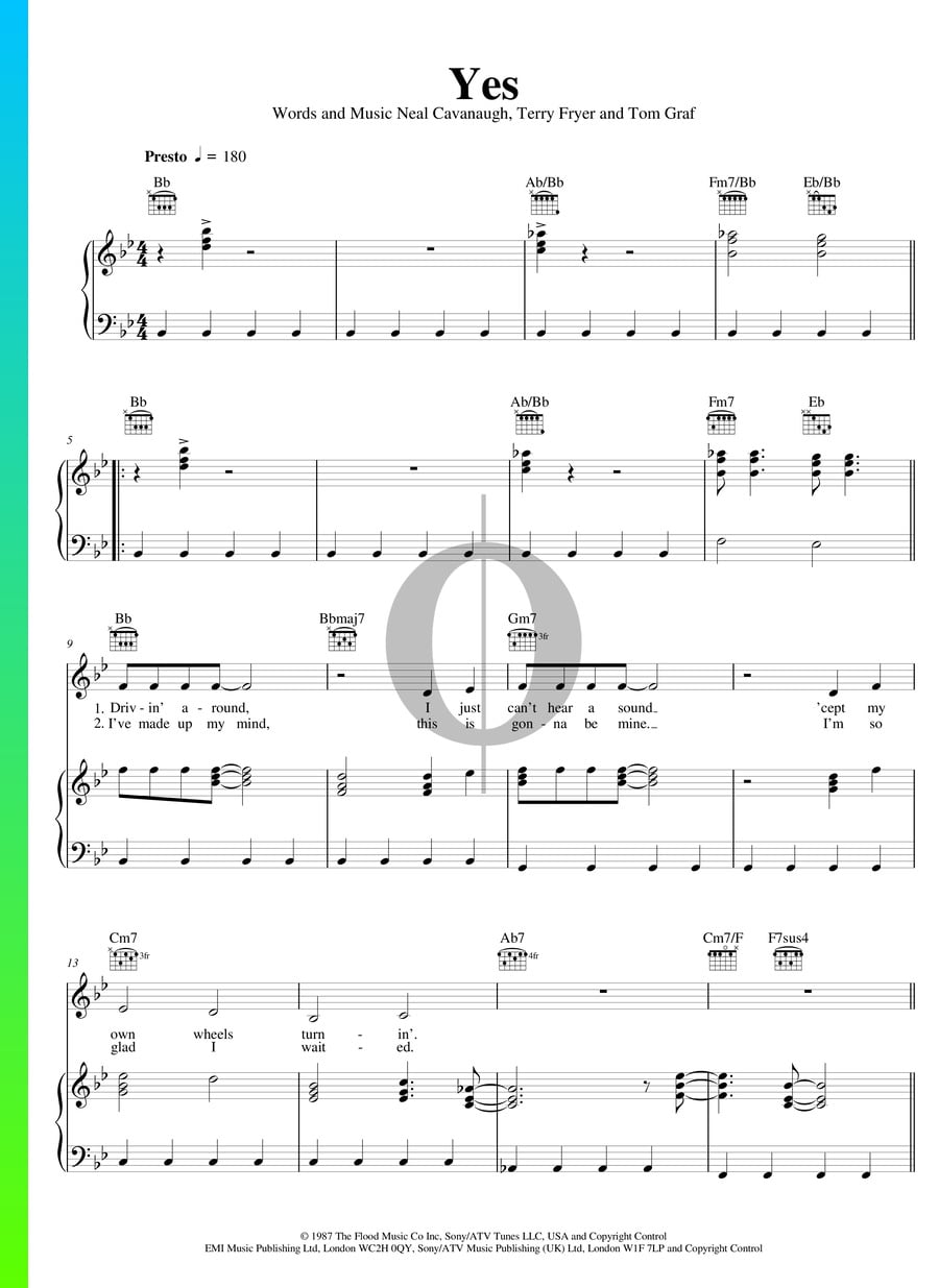 Yes Piano Sheet Music from Dirty Dancing by Merry Clayton - OKTAV