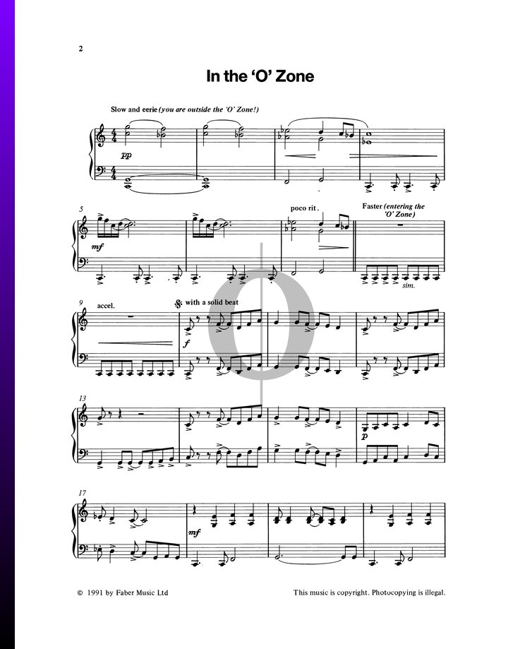 In The 'O' Zone (Pam Wedgwood) Piano Sheet Music - OKTAV