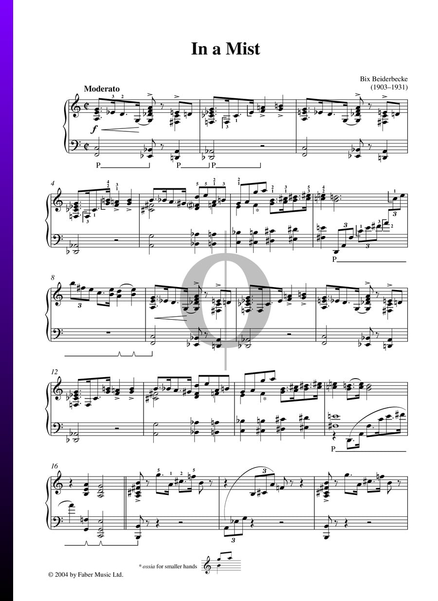 In A Mist (Bix Beiderbecke) Piano Sheet Music - OKTAV