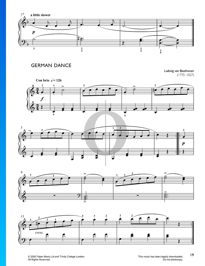 German Dance in C Major (Ludwig van Beethoven) Piano Sheet Music - OKTAV