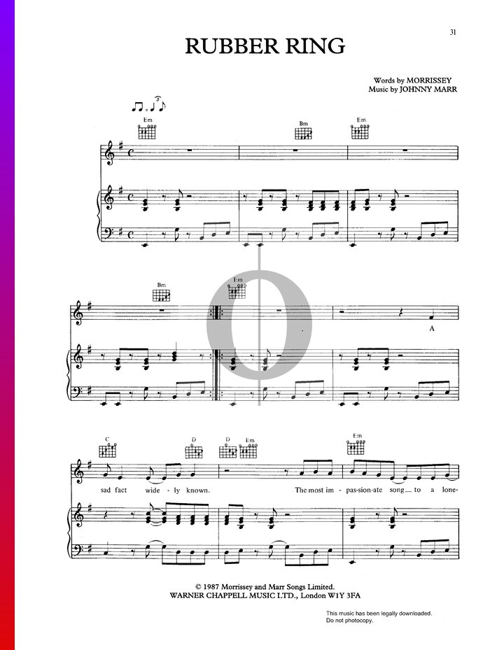Rubber Ring (The Smiths) Piano Sheet Music - OKTAV