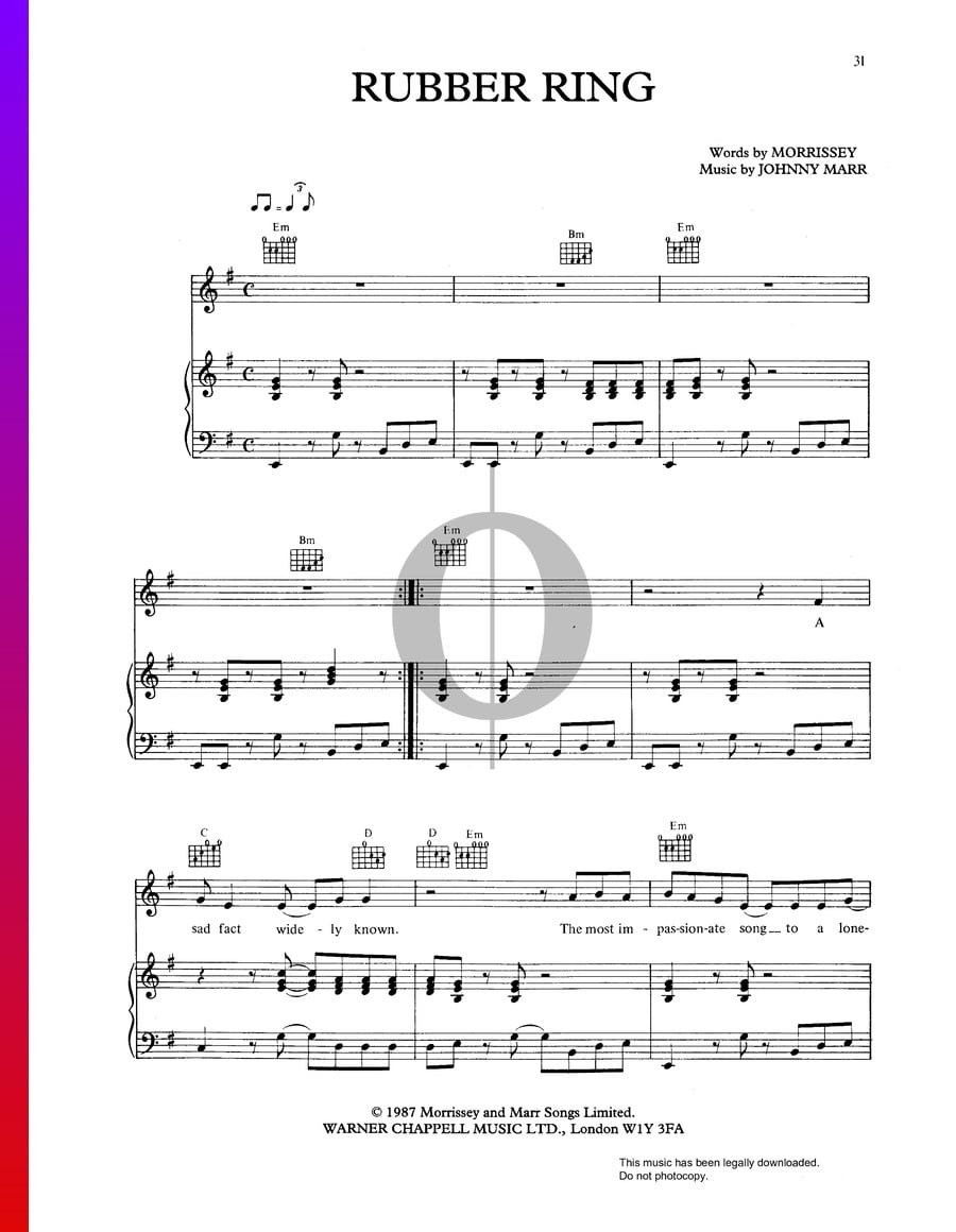 Rubber Ring (The Smiths) Piano Sheet Music - OKTAV