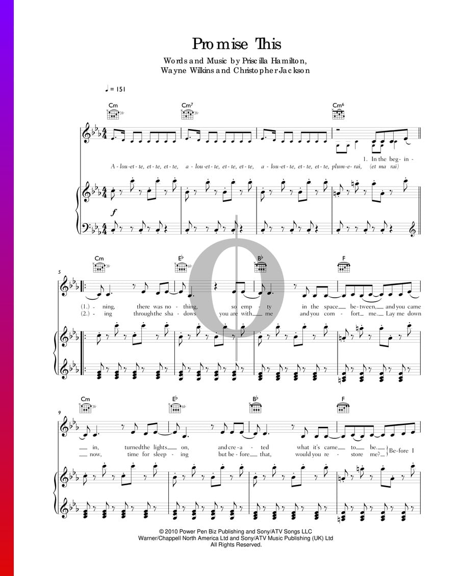 Promise This (Cheryl Cole) Piano Sheet Music - OKTAV