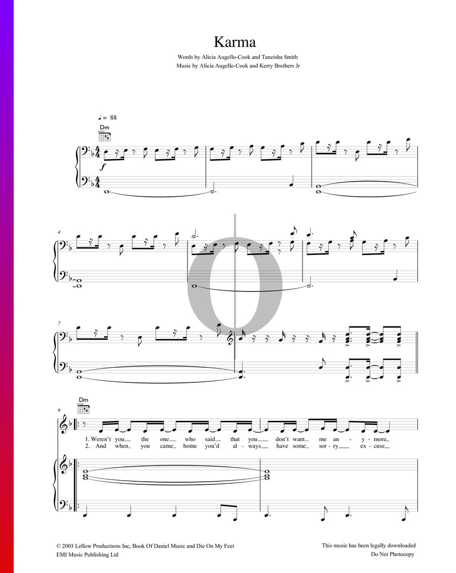 Karma (Alicia Keys) Piano Sheet Music - OKTAV