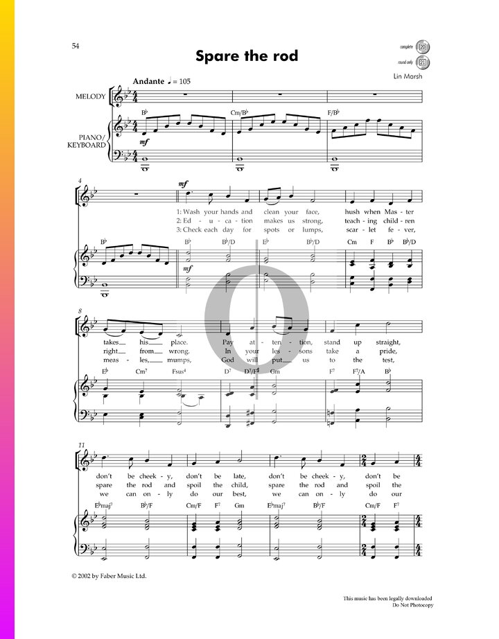 Spare The Rod (Lin Marsh) Piano Sheet Music - OKTAV