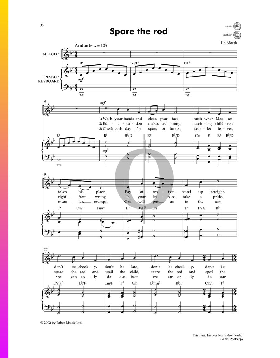 Spare The Rod (Lin Marsh) Piano Sheet Music - OKTAV