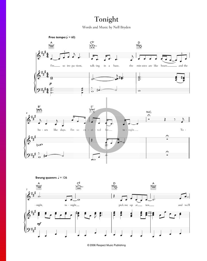 Tonight (Nell Bryden) Piano Sheet Music - OKTAV